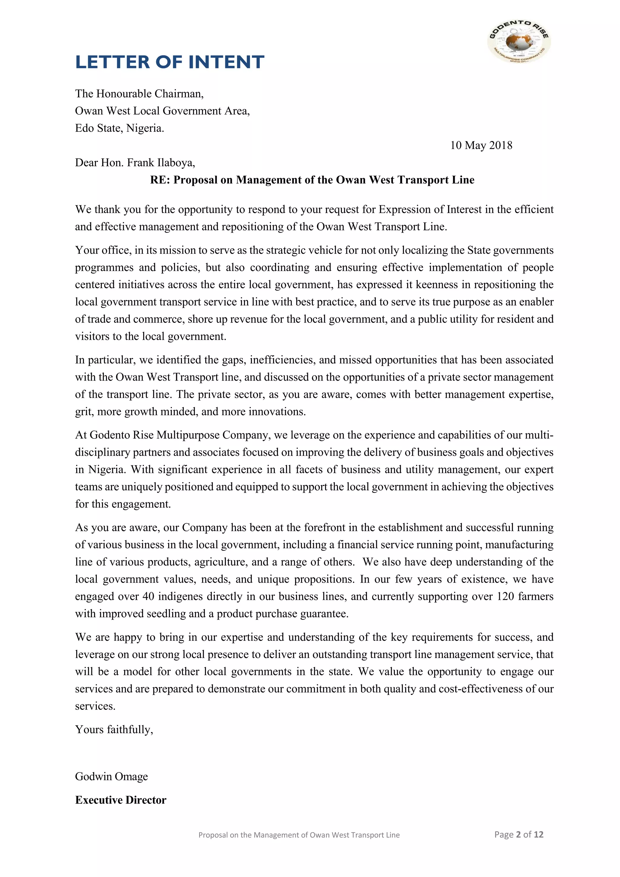 Government Transportation Management Proposal | PDF