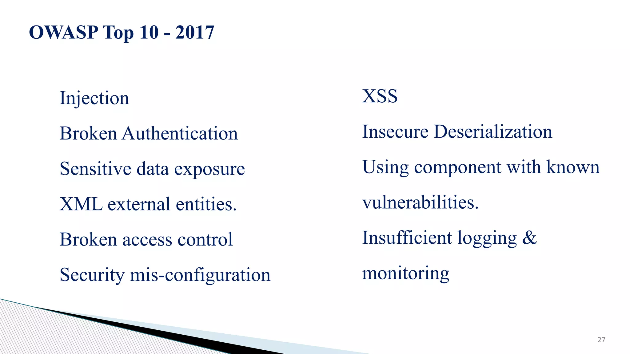 Owasp top 10 & Web vulnerabilities | PPT