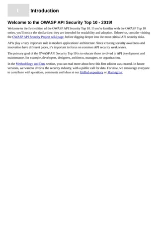 OWASP API Security TOP 10 - 2019 | PDF | Web Development | Internet