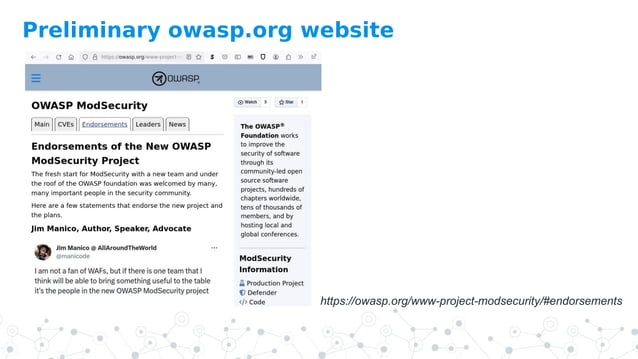 OWASP ModSecurity - A few plot twists and what feels like a happy end | PPT