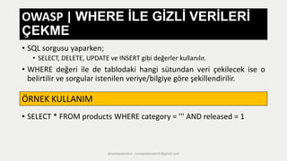 Burp Suite SQL Injection Attack | OWASP Istanbul | PPT