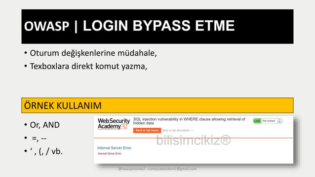 Burp Suite SQL Injection Attack | OWASP Istanbul | PPT