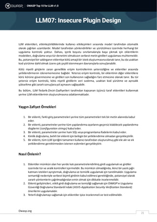 OWASP Top 10 for Large Language Models (Türkçe Çeviri) | PDF