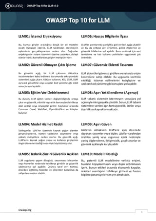 OWASP Top 10 for Large Language Models (Türkçe Çeviri) | PDF