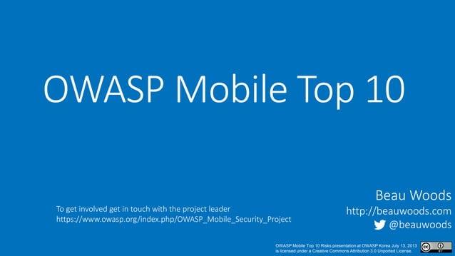 Owasp top-10-mobile-risks-v-1-3 publish | PPT