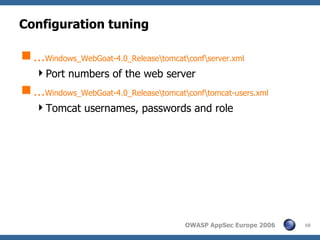 OWASP WebGoat and PANTERA Web Assessment Studio Project. | PPT