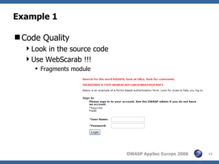 OWASP WebGoat and PANTERA Web Assessment Studio Project. | PPT