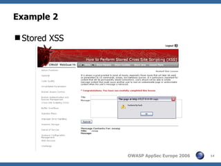 OWASP WebGoat and PANTERA Web Assessment Studio Project. | PPT