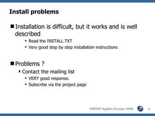 OWASP WebGoat and PANTERA Web Assessment Studio Project. | PPT