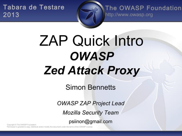 Zed Attack Proxy Zap Quick Intro Tdtcluj 20 Ppt