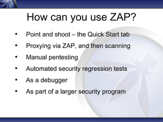 Zed Attack Proxy (ZAP) Quick Intro - TdT@Cluj #20 | PPT