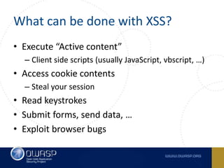 Owasp Top 10 A3: Cross Site Scripting (XSS) | PPTX