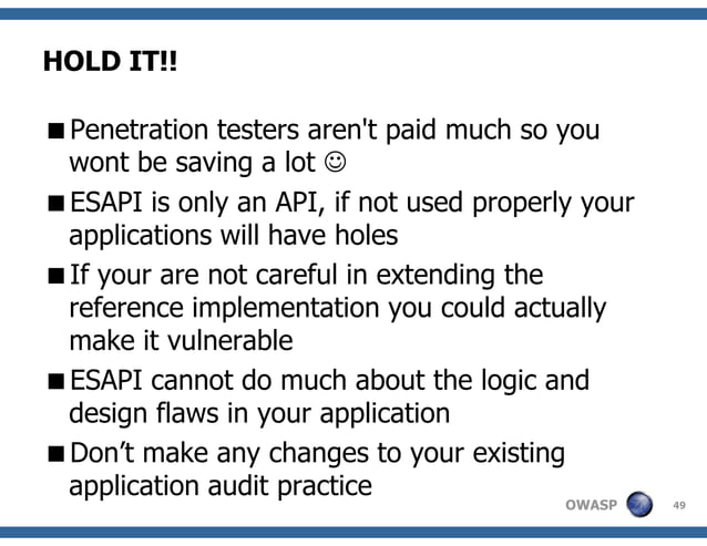Understanding ESAPI, OWASP Delhi | PDF