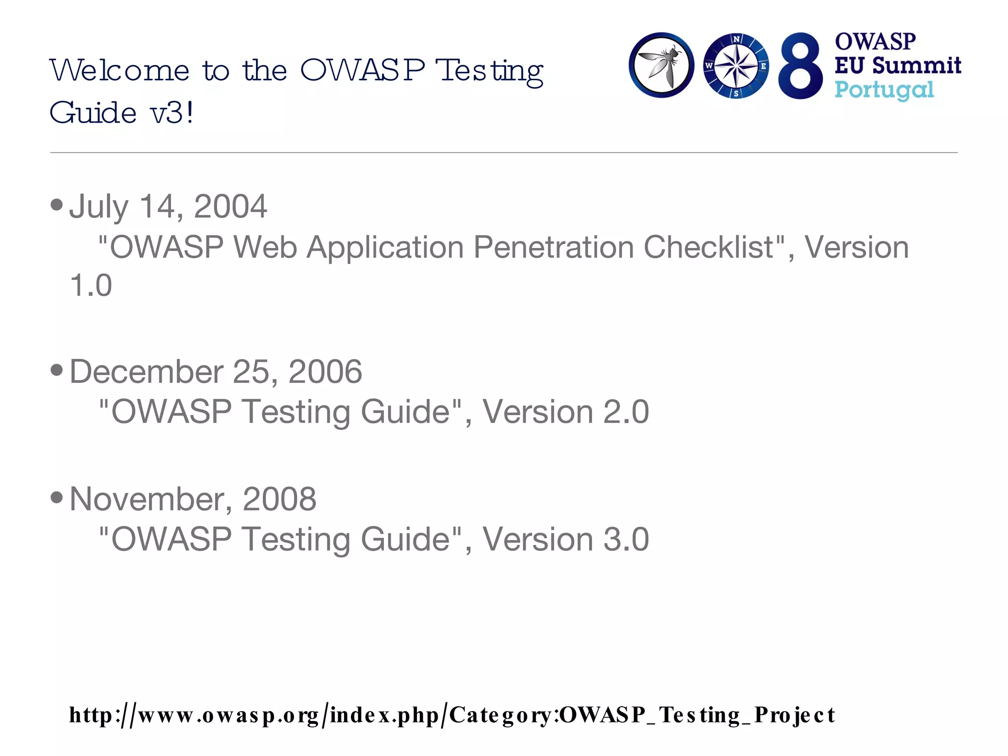 Owasp Testing Guide V3 Ppt
