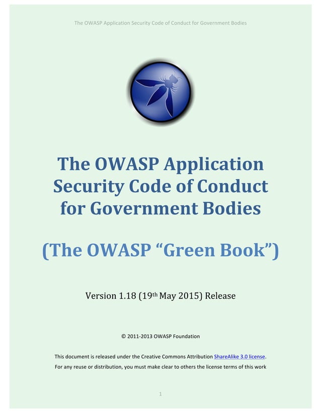 Owasp security green book | PDF