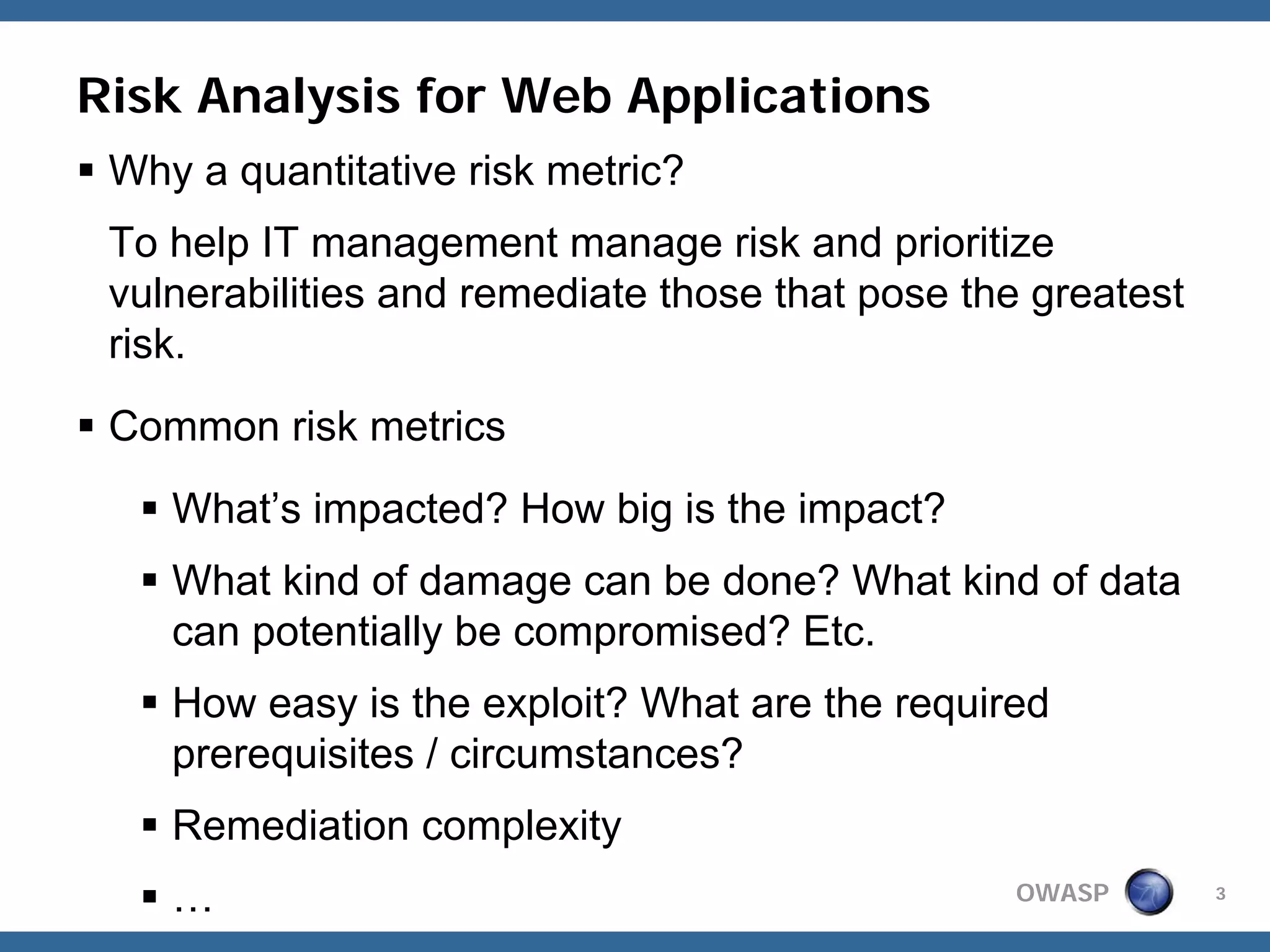 HARM Score: Approaches to Quantitative Risk Analysis for Web Applications | PDF
