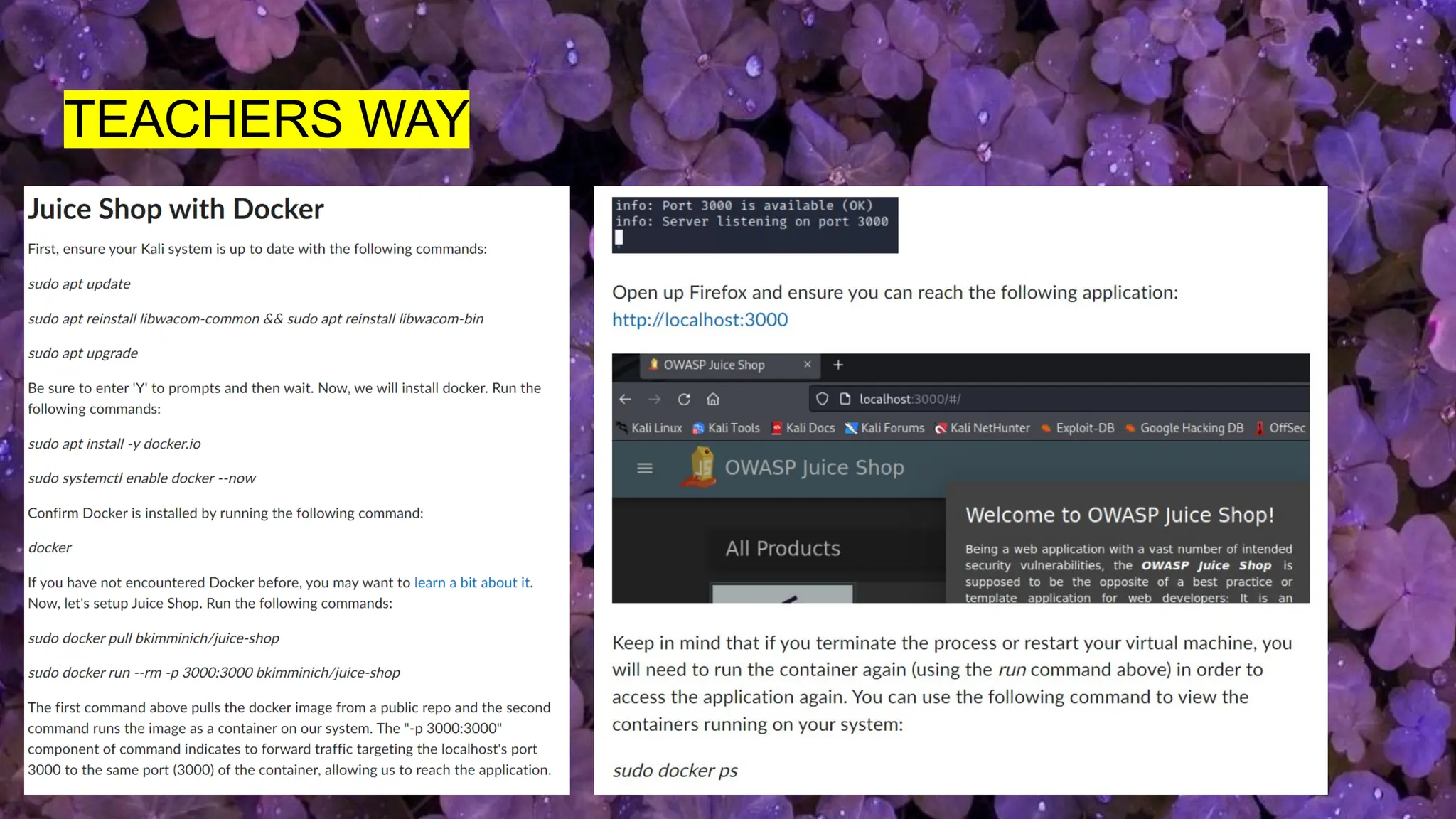 OWASP Juice Shop Reference: How to set up OWASP Juice Shop (reference ONLY) | PPTX