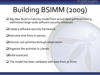 BSIMM and Security Initiative Improvement @OWASPNoVA 02/06/2014 | PPT
