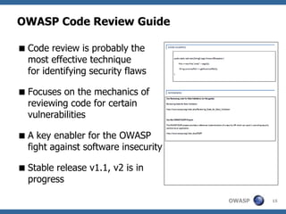 OWASP Overview of Projects You Can Use Today - DefCamp 2012 | PDF | Web Development | Internet