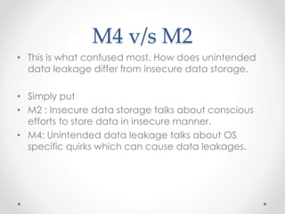 Owasp Mobile Risk Series : M4 : Unintended Data Leakage | PPT