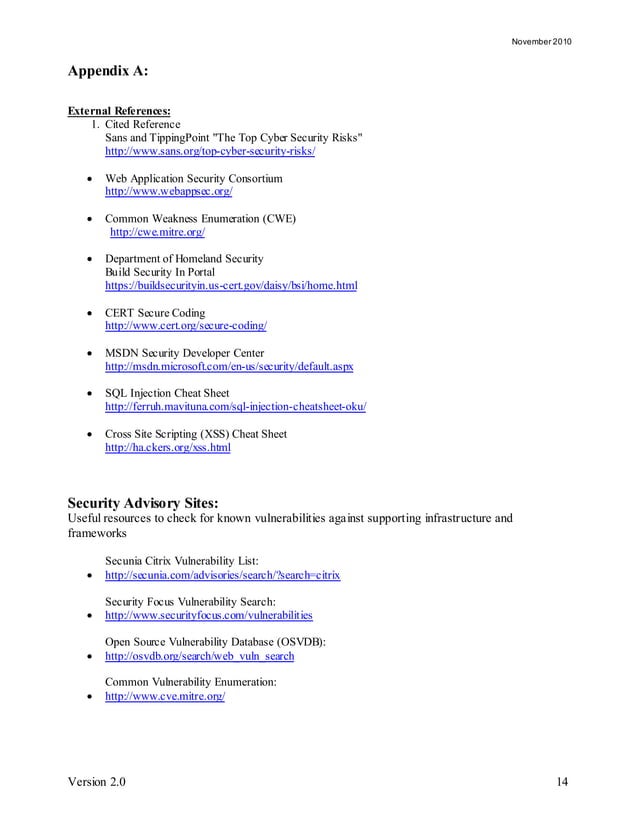 OWASP Secure Coding Quick Reference Guide | PDF