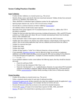 OWASP Secure Coding Quick Reference Guide | PDF