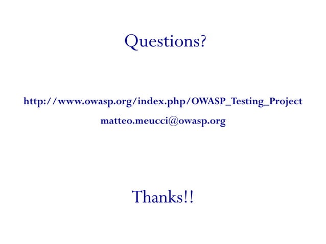 Planning the OWASP Testing Guide v4 | PPT