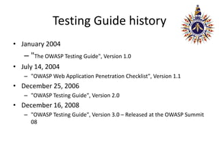 Planning the OWASP Testing Guide v4 | PPT