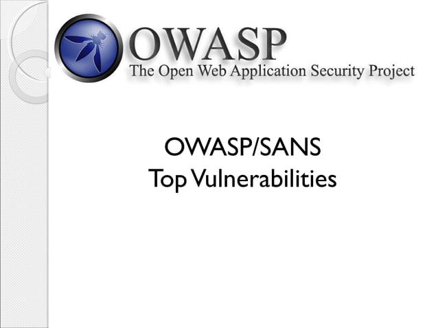 Owasp top 10 | PPT | Web Development | Internet