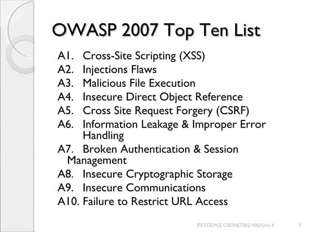 Owasp top 10 | PPT | Web Development | Internet