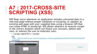 Owasp top 10 web application security risks 2017 | PPT