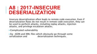 Owasp top 10 web application security risks 2017 | PPT