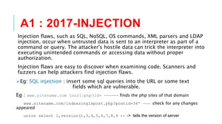 Owasp top 10 web application security risks 2017 | PPT