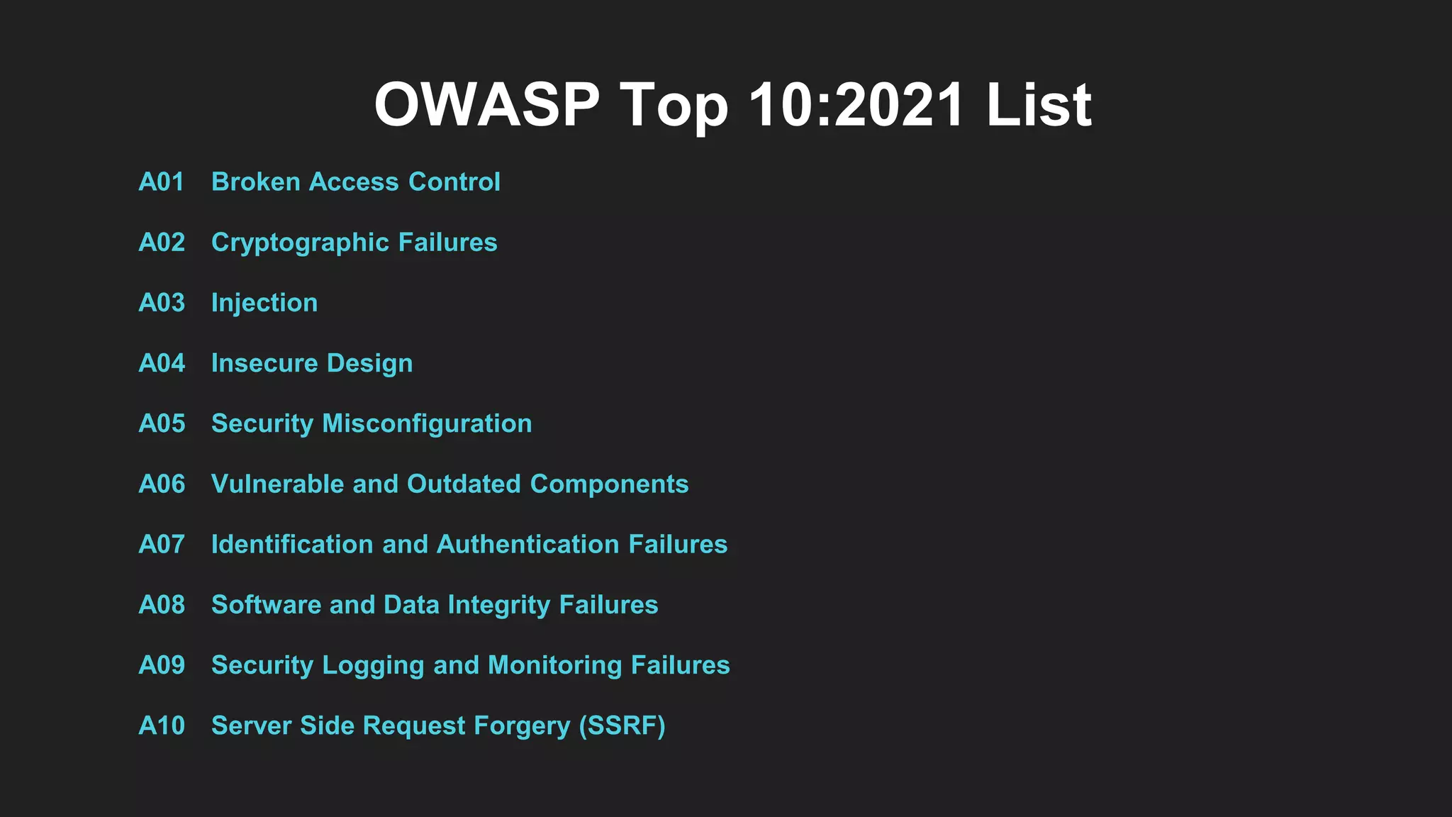 OWASP Top 10 2021 Presentation (Jul 2022) | PPTX