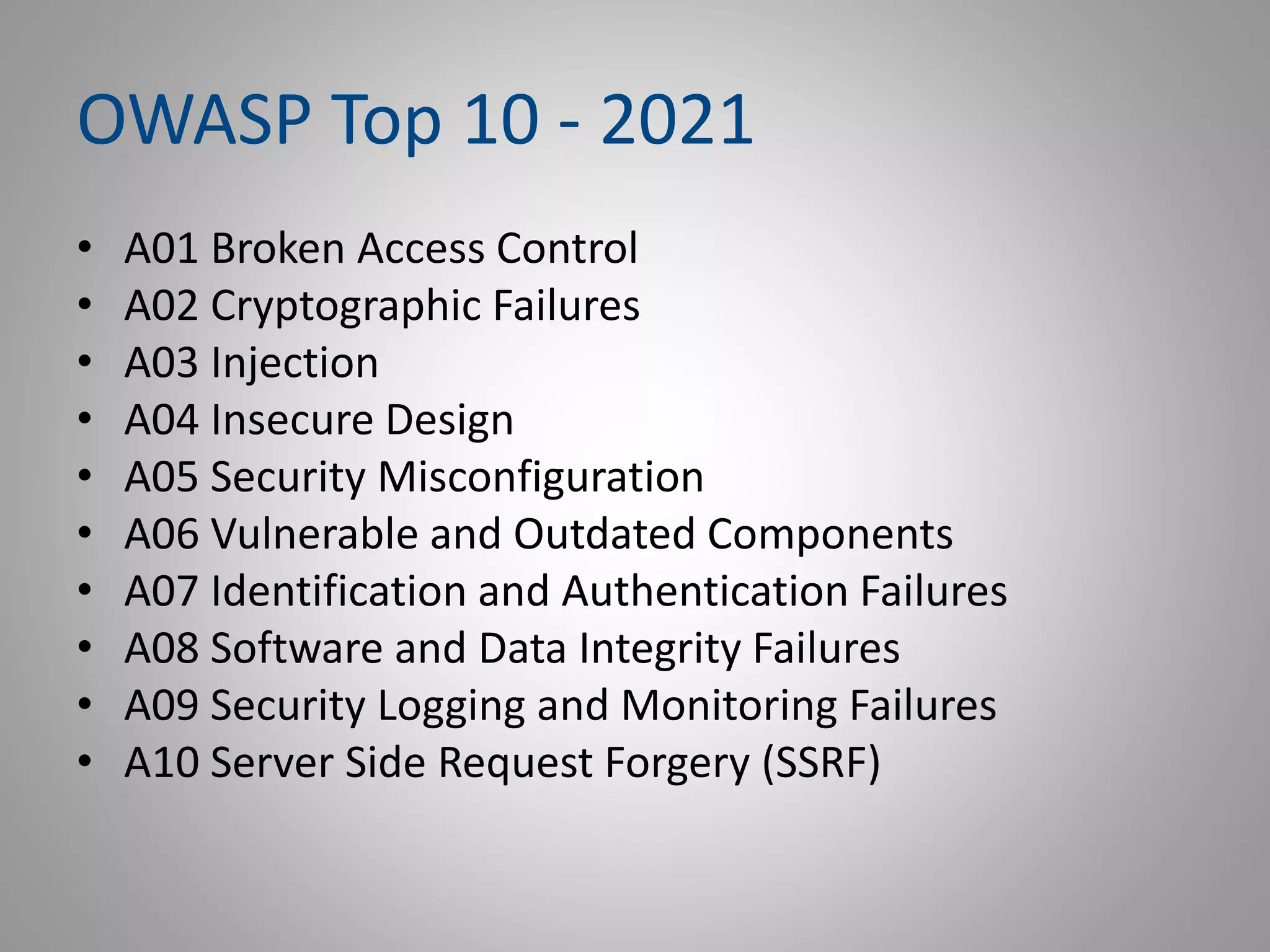 OWASP Top 10 2021 What's New | PPTX