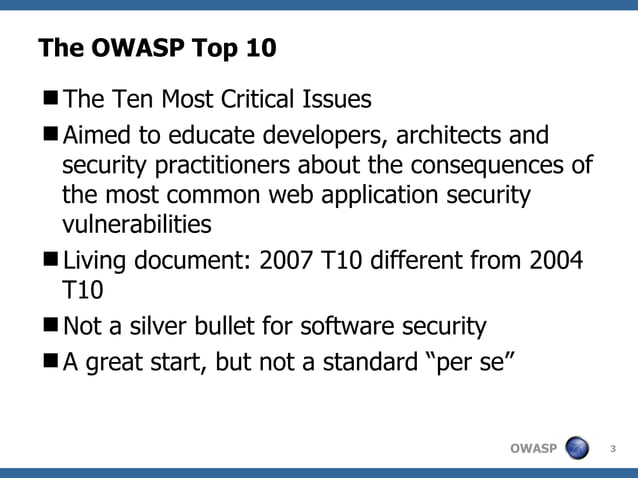 Owasp Top 10 And Security Flaw Root Causes | PPT