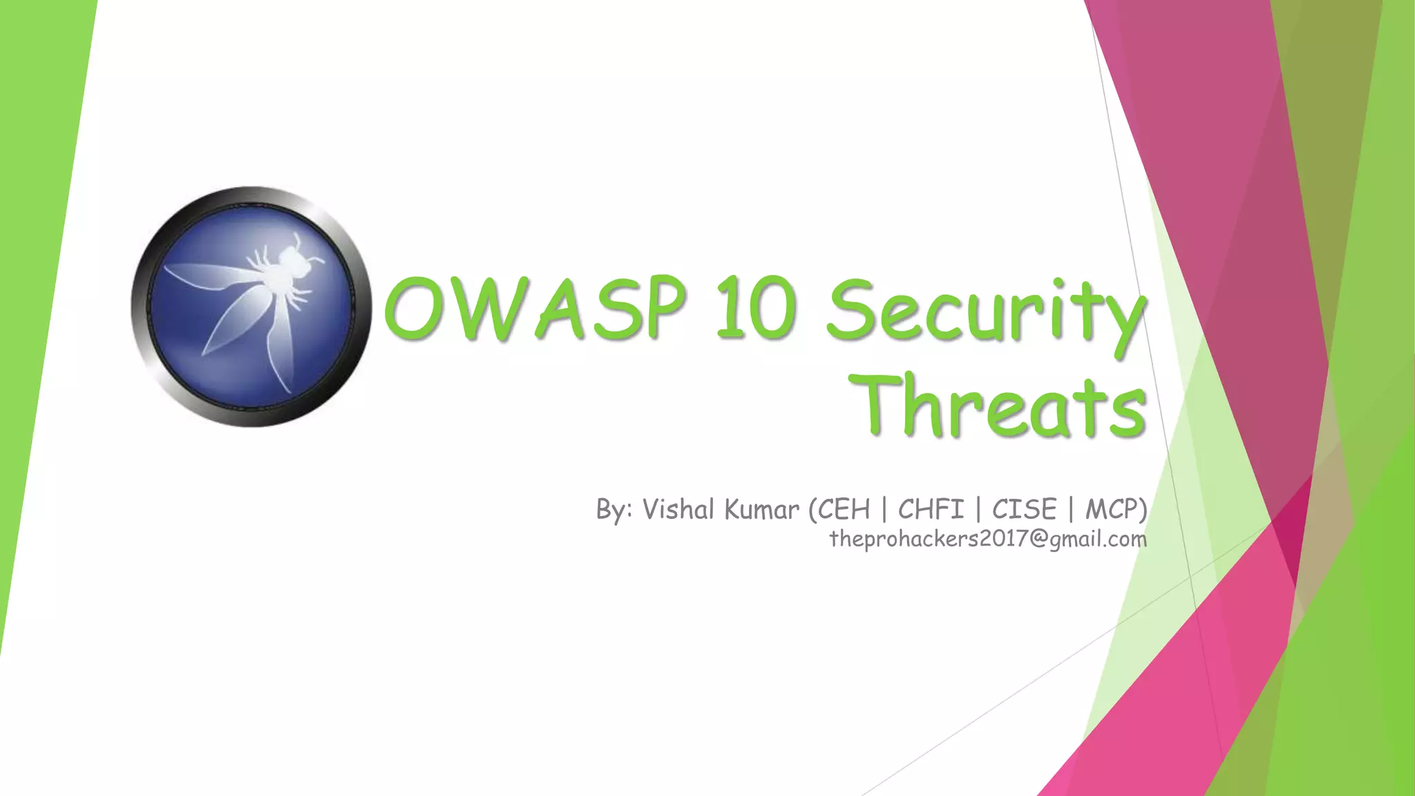 Owasp top 10 security threats | PPT