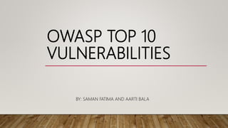 Owasp top 10 vulnerabilities | PPTX