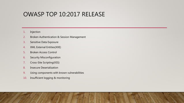 Owasp top 10 vulnerabilities | PPTX | Web Development | Internet