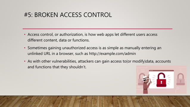 Owasp top 10 vulnerabilities | PPTX | Web Development | Internet