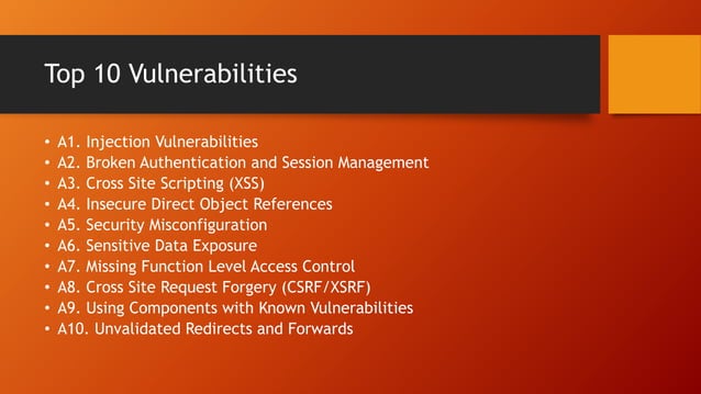 Owasp top 10 vulnerabilities 2013 | PPT