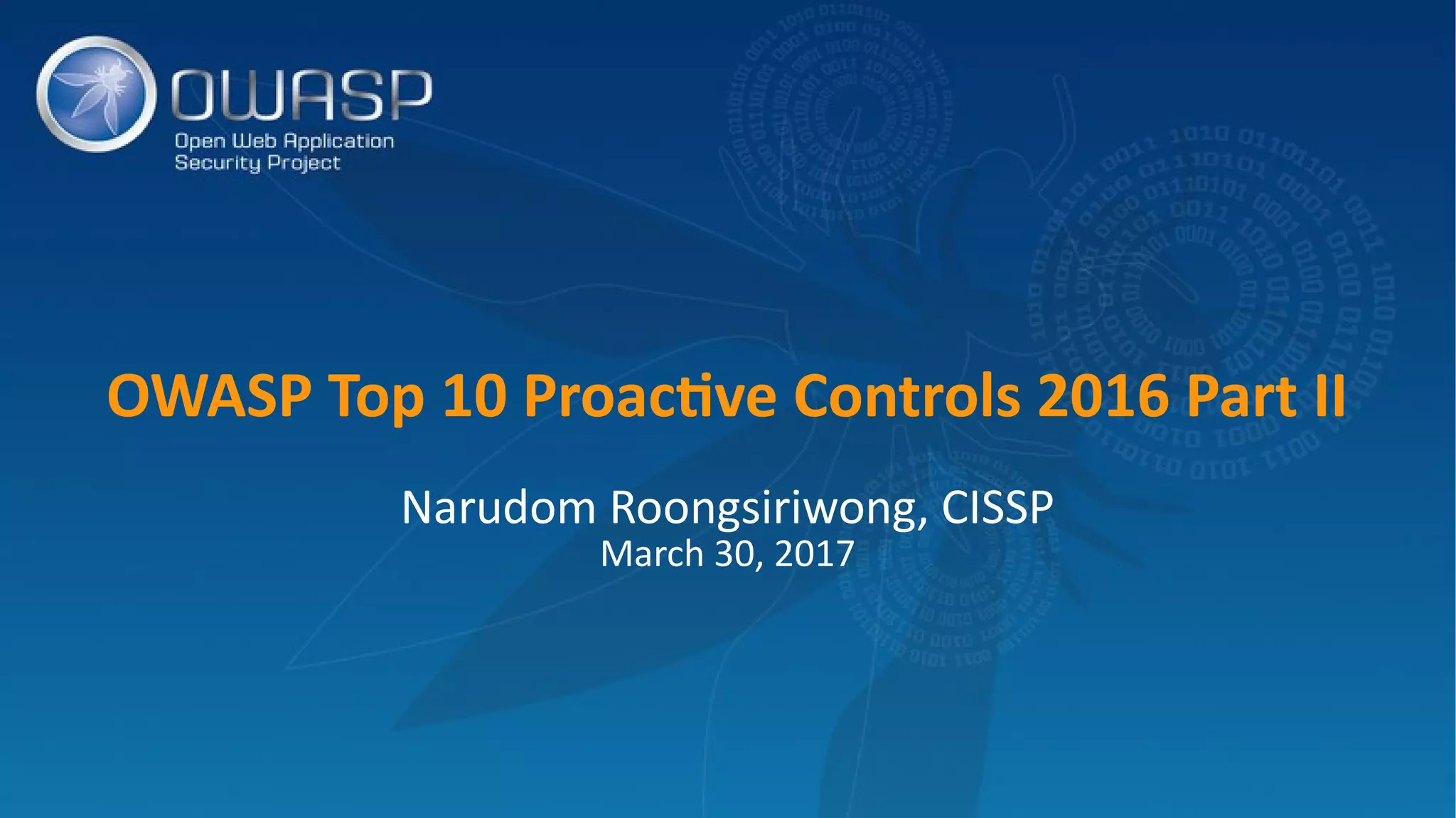 OWASP Top 10 Proactive Control 2016 (C5-C10) | PPT