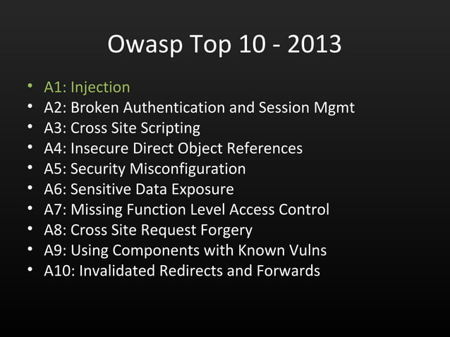 Owasp Top 10 A1: Injection | PPTX