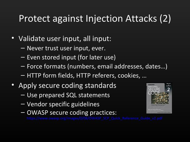 Owasp Top 10 A1: Injection | PPTX