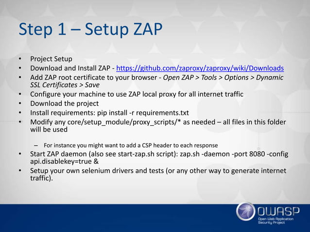 Scripts that automate OWASP ZAP as part of a continuous delivery pipeline | PPT