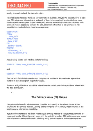 Teradata sql-tuning-top-10 | PDF | Databases | Computer Software and Applications
