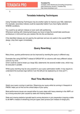Teradata sql-tuning-top-10 | PDF | Databases | Computer Software and Applications