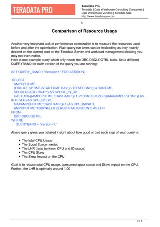 Teradata sql-tuning-top-10 | PDF | Databases | Computer Software and Applications