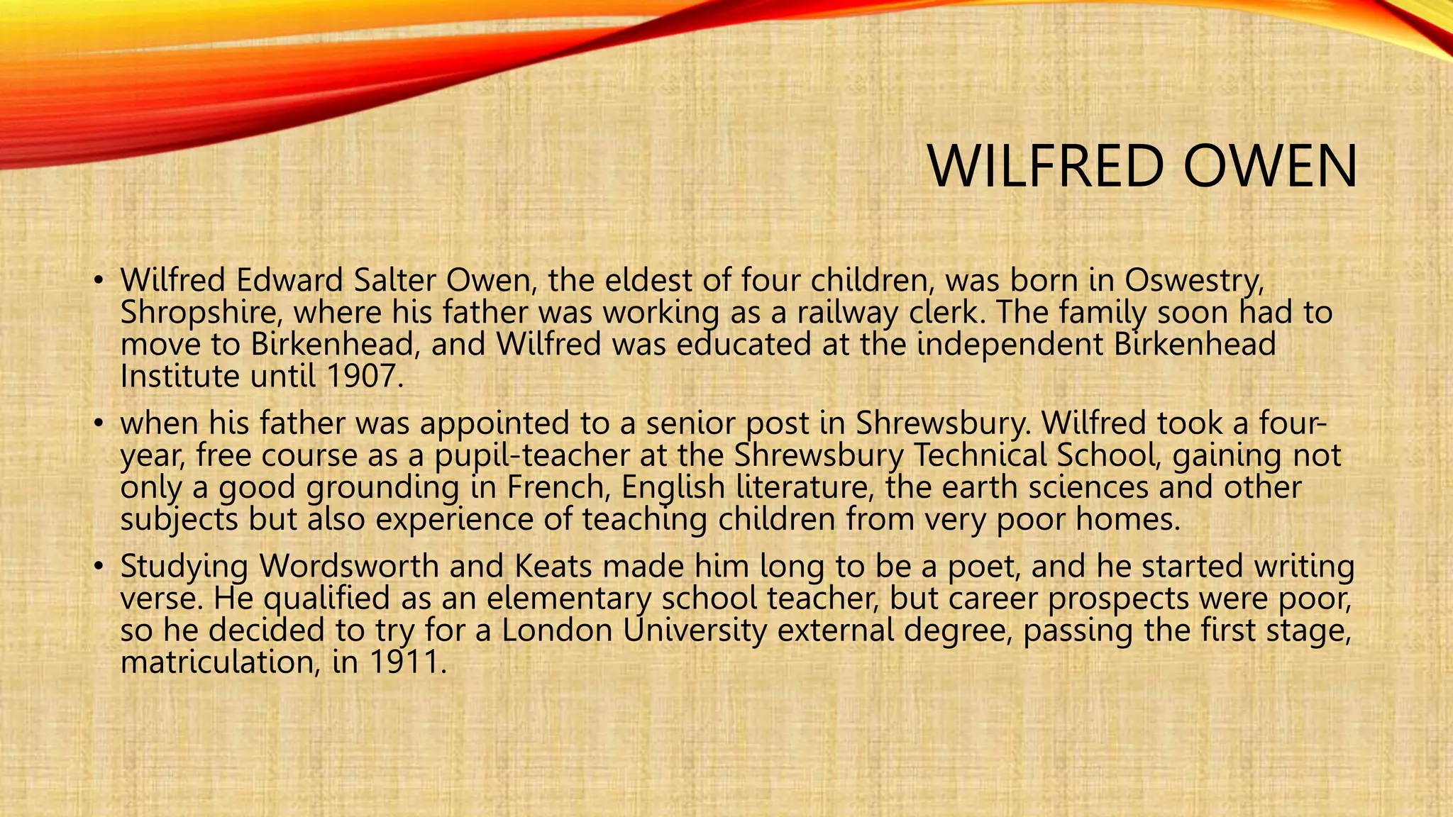 owen as a war poet | PPT