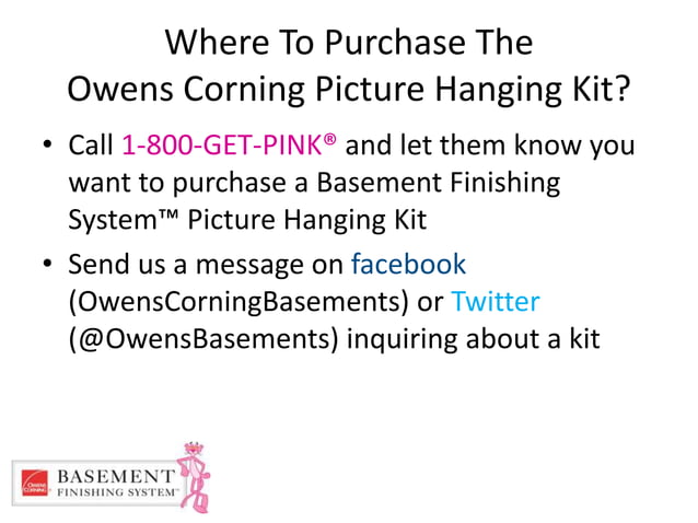 Owens Corning Basement Finishing System picture hanging kit | PPTX